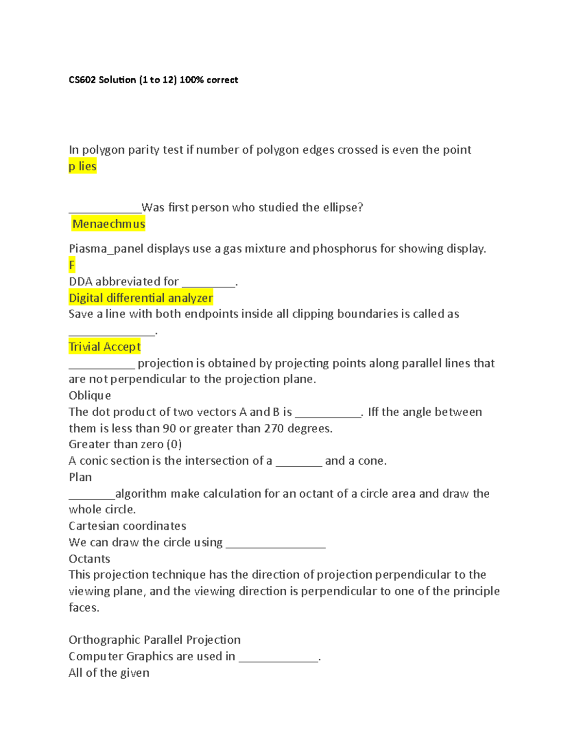 Cs602 maria file - Noth...ing - CS602 Solution (1 to 12) 100% correct ...