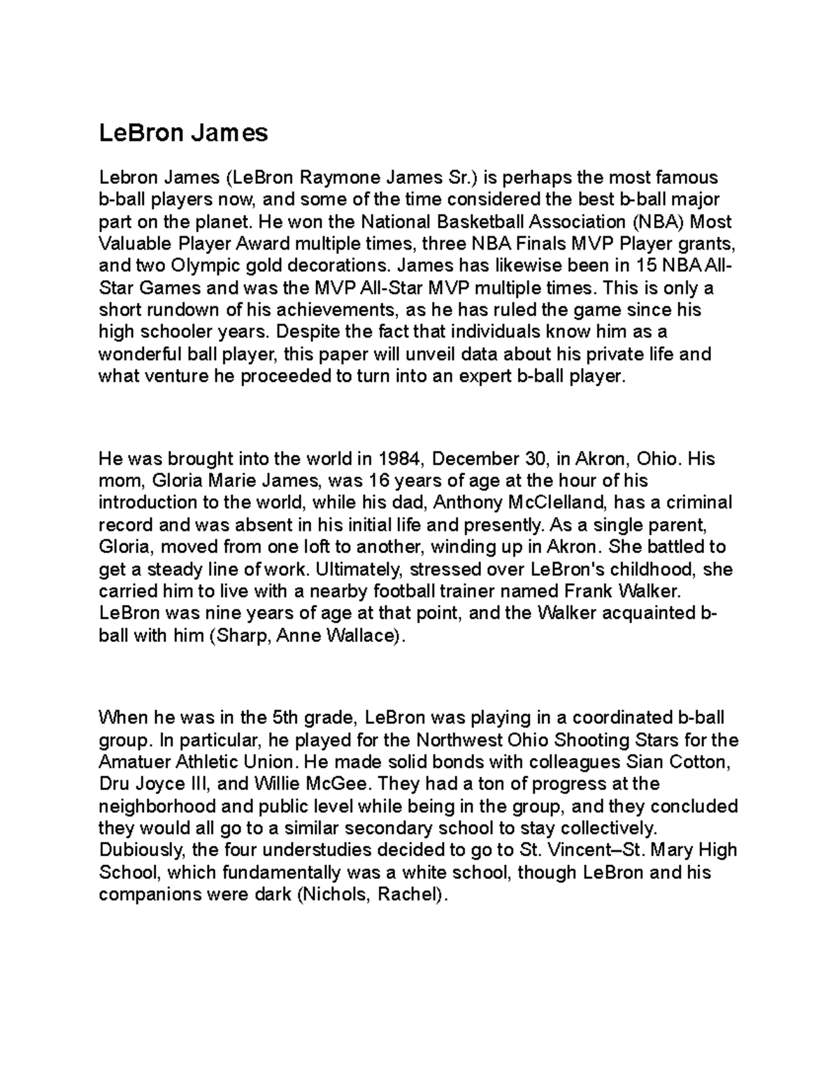 Article 22 - Lecture notes 13 - LeBron James Lebron James (LeBron ...
