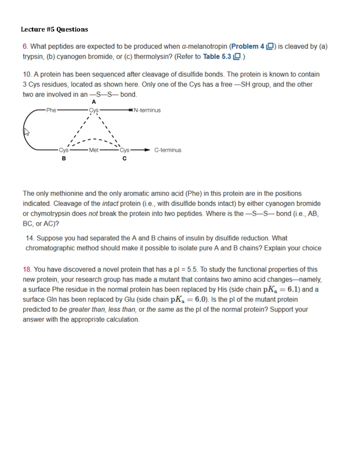 Lec5qs - Lecture practice questions - BIOC 405 - Lecture #5 Questions - Studocu