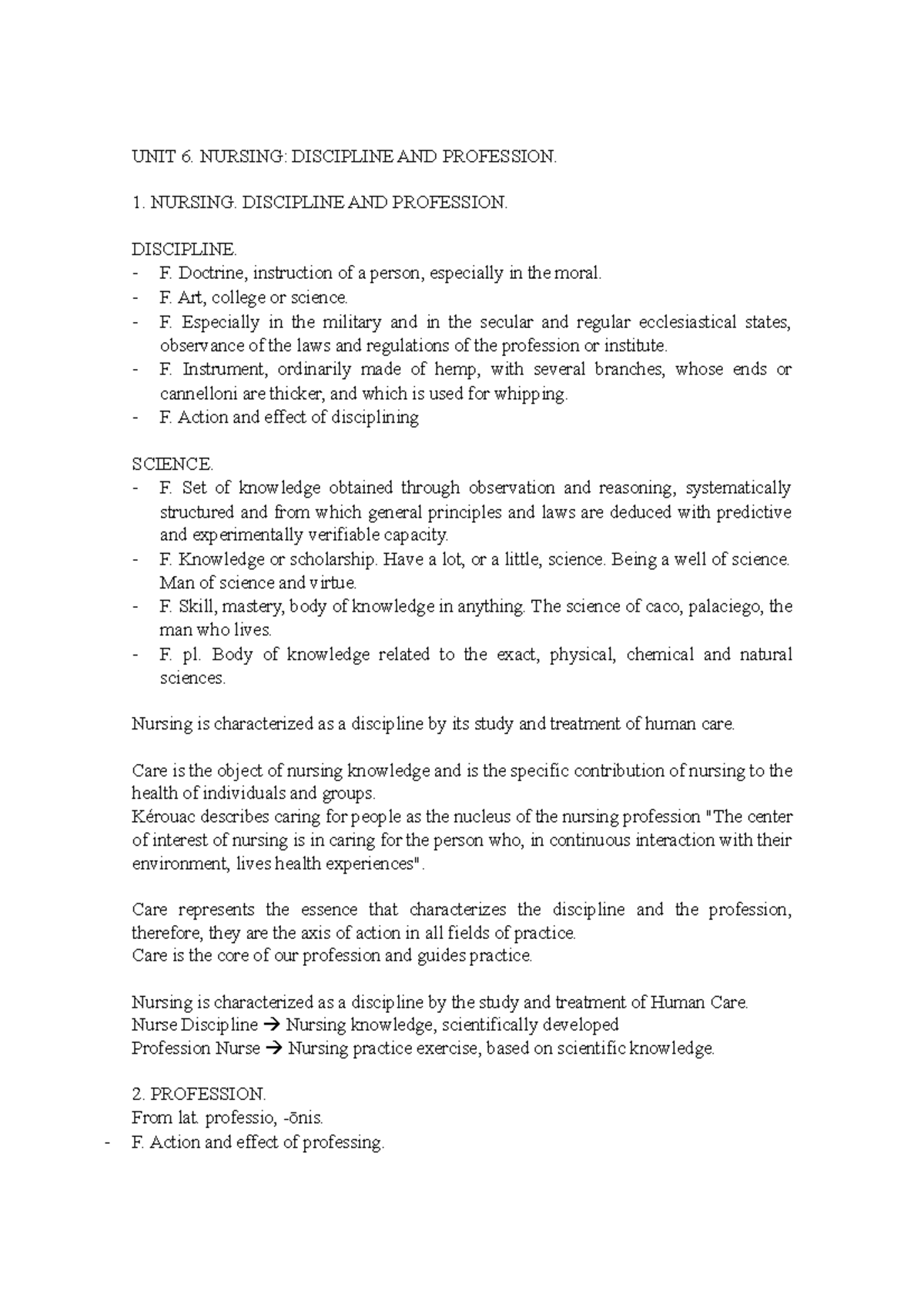 Nursing: Discipline and Profession - Studocu