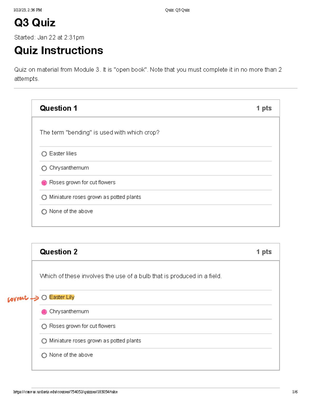 PLS QUIZ3 - Q 3 Quiz Started: Jan 22 at 2:31pm Quiz Instructions Quiz ...