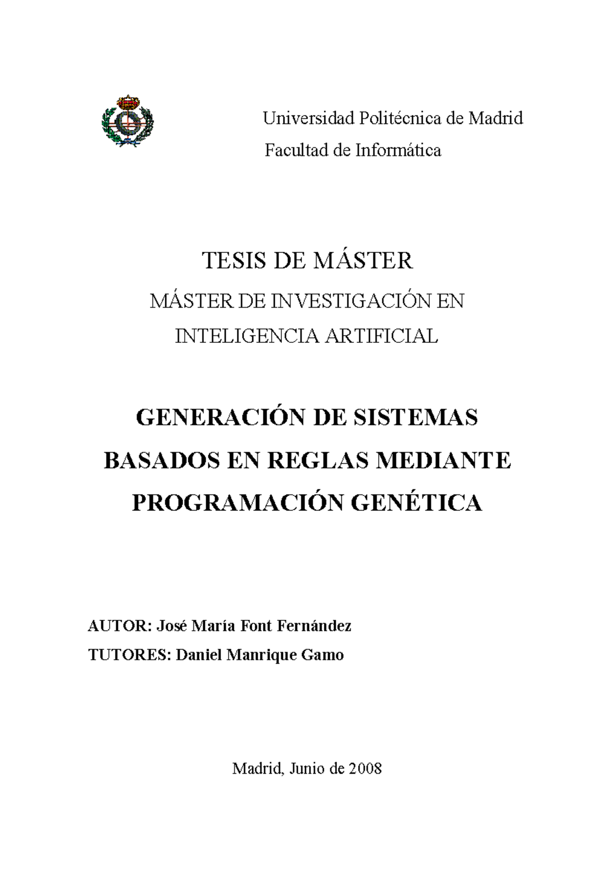 JOSE Maria FONT Fernandez - Universidad Politécnica de Madrid Facultad ...