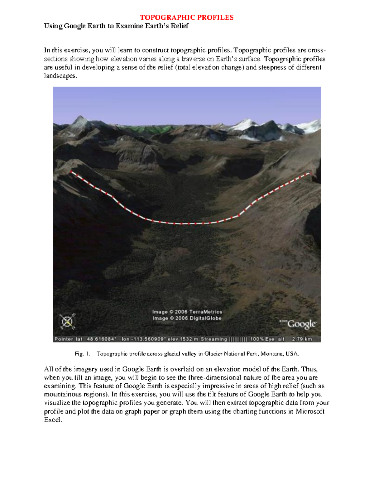 Examine Earths Relief - Geologie - TOPOGRAPHIC PROFILES Using Google ...