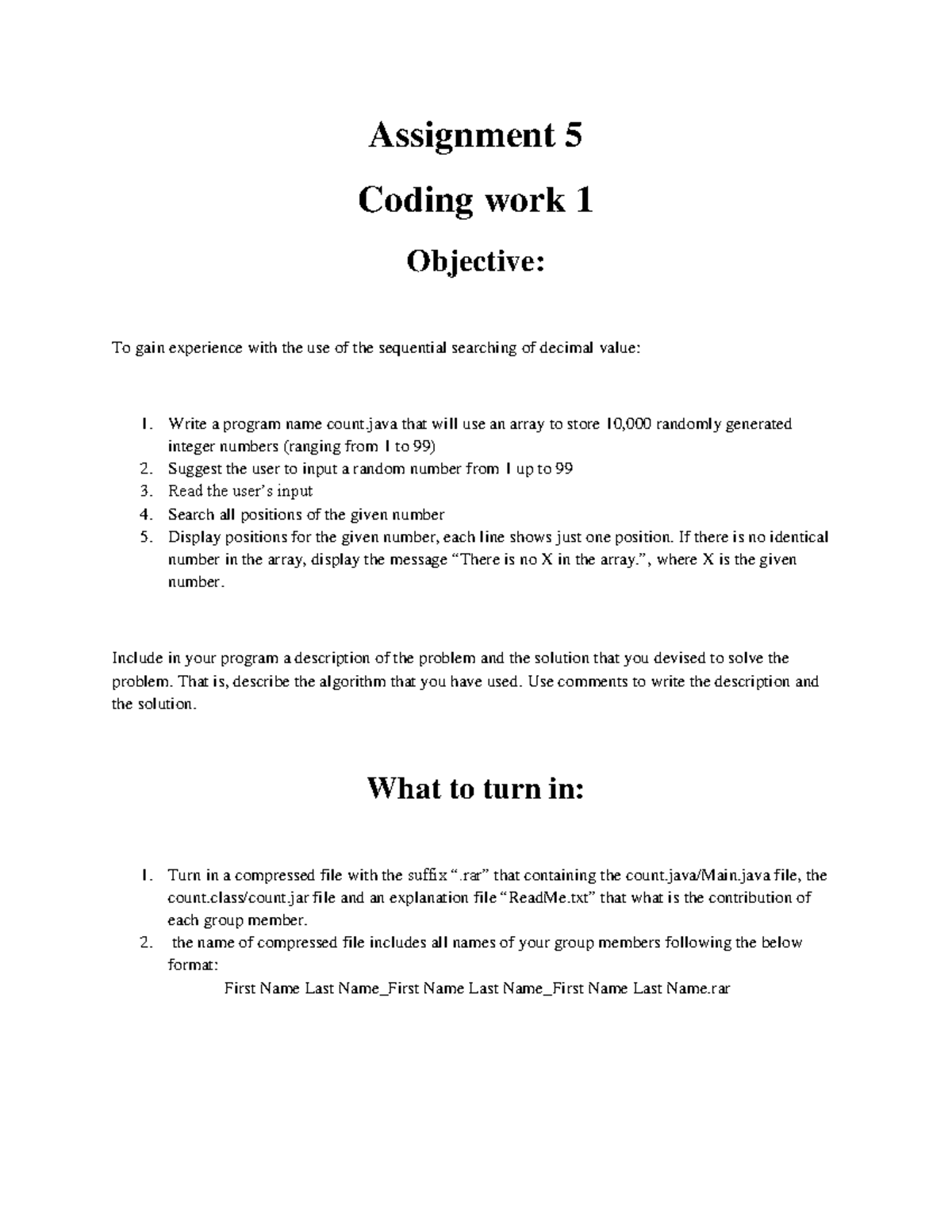 Assignment 5 Coding 1 Assignment 5 Coding Work 1 Objective To Gain Experience With The Use Of