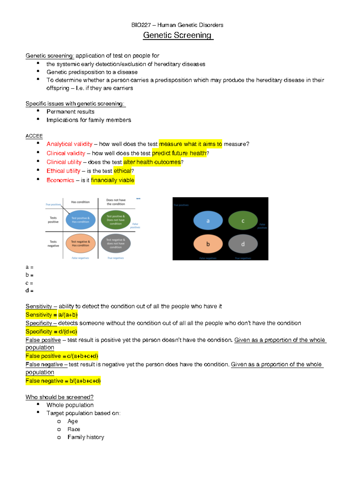 Lecture 10 - Genetic Screening - Genetic Screening Genetic screening ...
