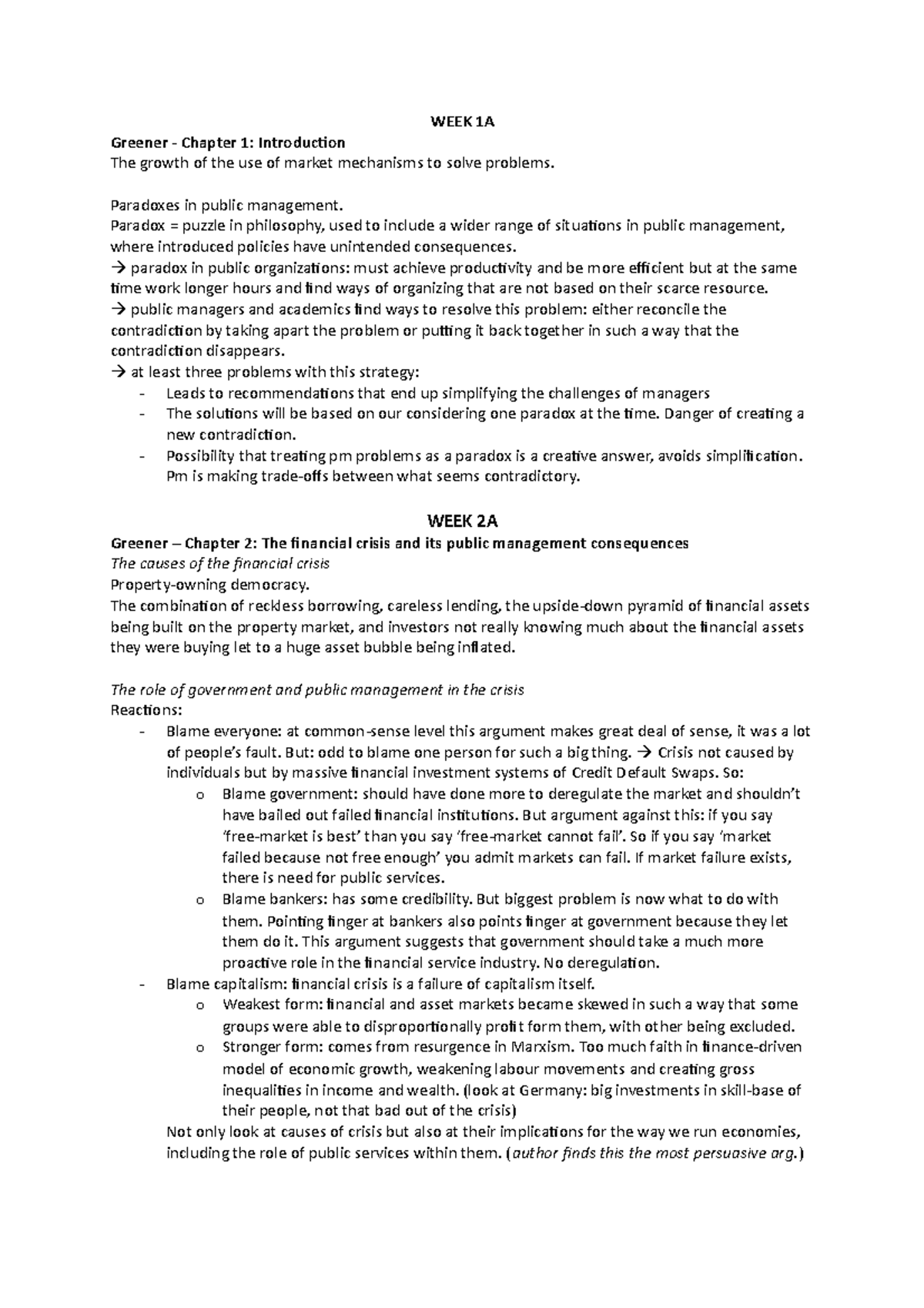 Samenvatting Greener summier - WEEK 1A Greener Chapter 1: Introduction ...