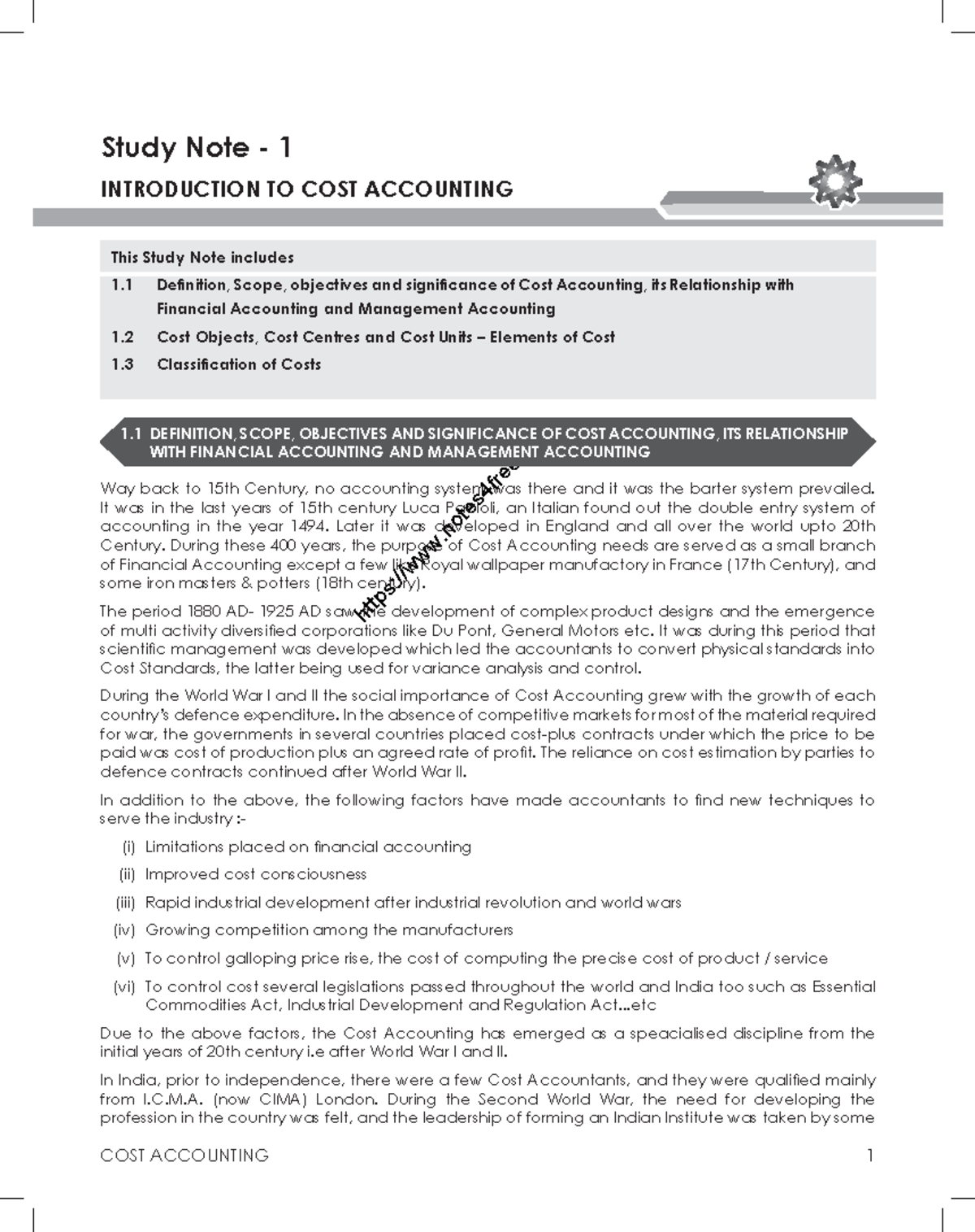COST- Accounting-note 1 - notes4free Study Note - 1 INTRODUCTION TO ...