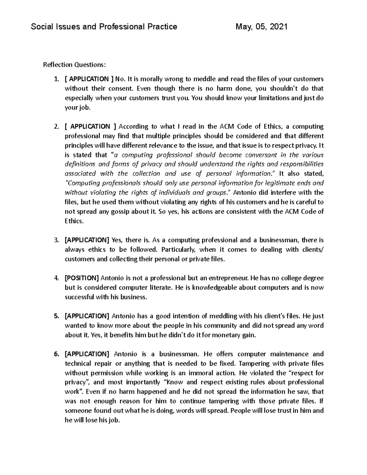 Case Analysis Going to Business - Social Issues and Professional ...