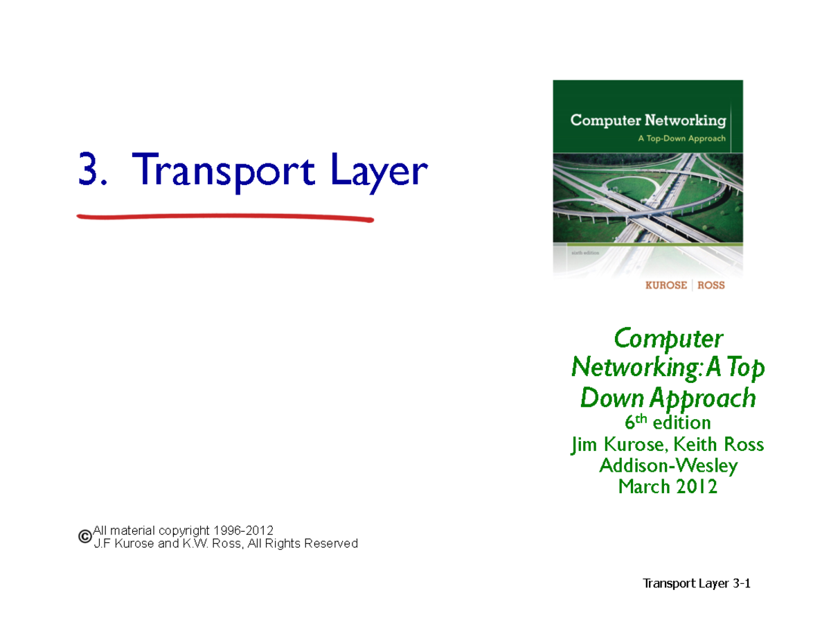 154 21 144 Transport Layer - Module -2 - 3. Transport Layer Computer Networking: A Top Down ...