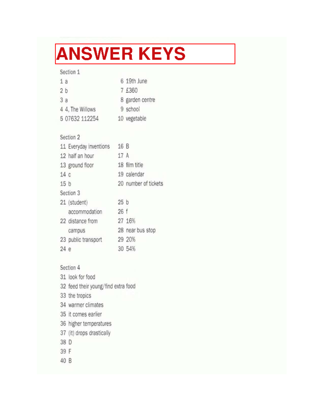 Answer Key Placement Test - English Speaking - Studocu