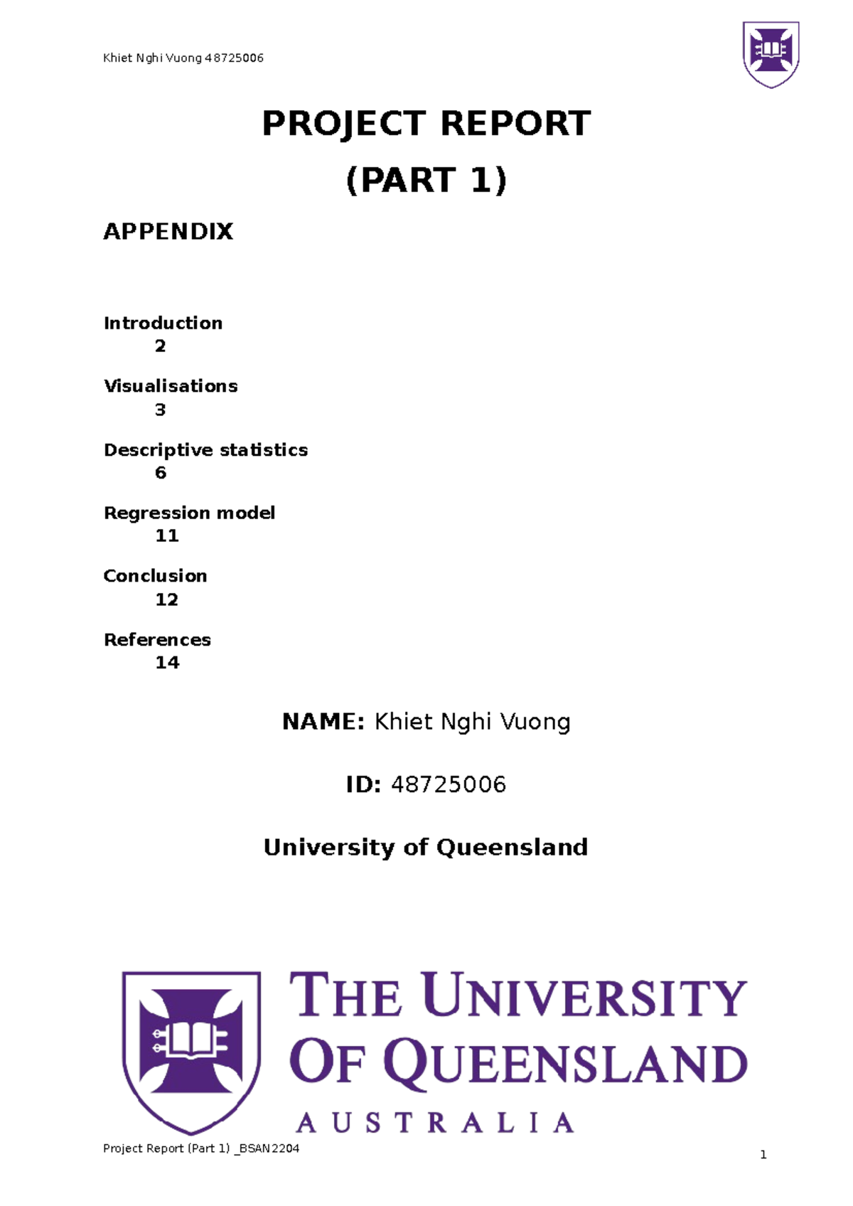 Project Report part 1 - PROJECT REPORT (PART 1) APPENDIX Introduction 2 ...