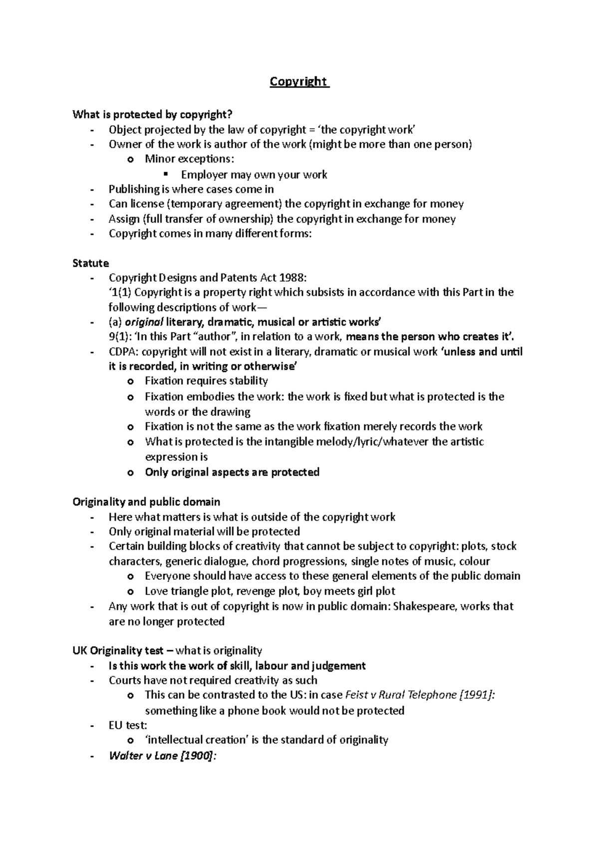 Copyright Lecture Notes - Copyright What is protected by copyright ...