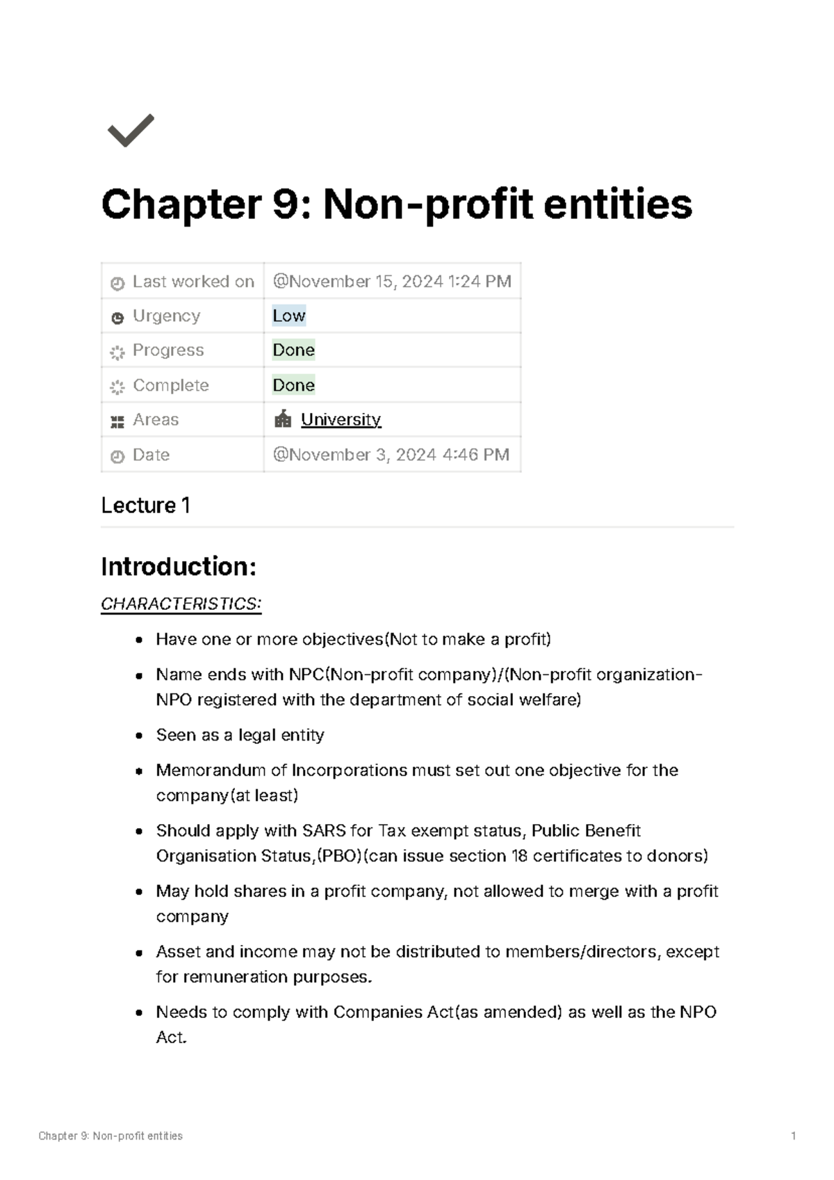 Chapter 9 Non-profit entities - Chapter 9: Non-profit entities Last worked on Urgency Low ...