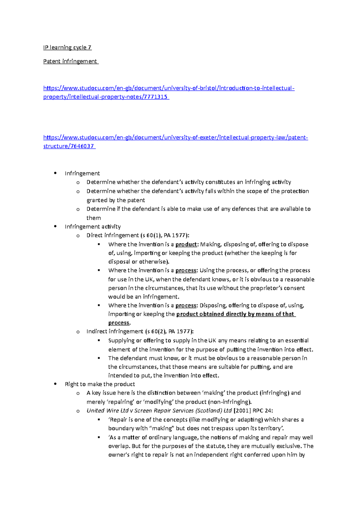 IP learning cycle 7 - Where the invention is a process: Using the ...