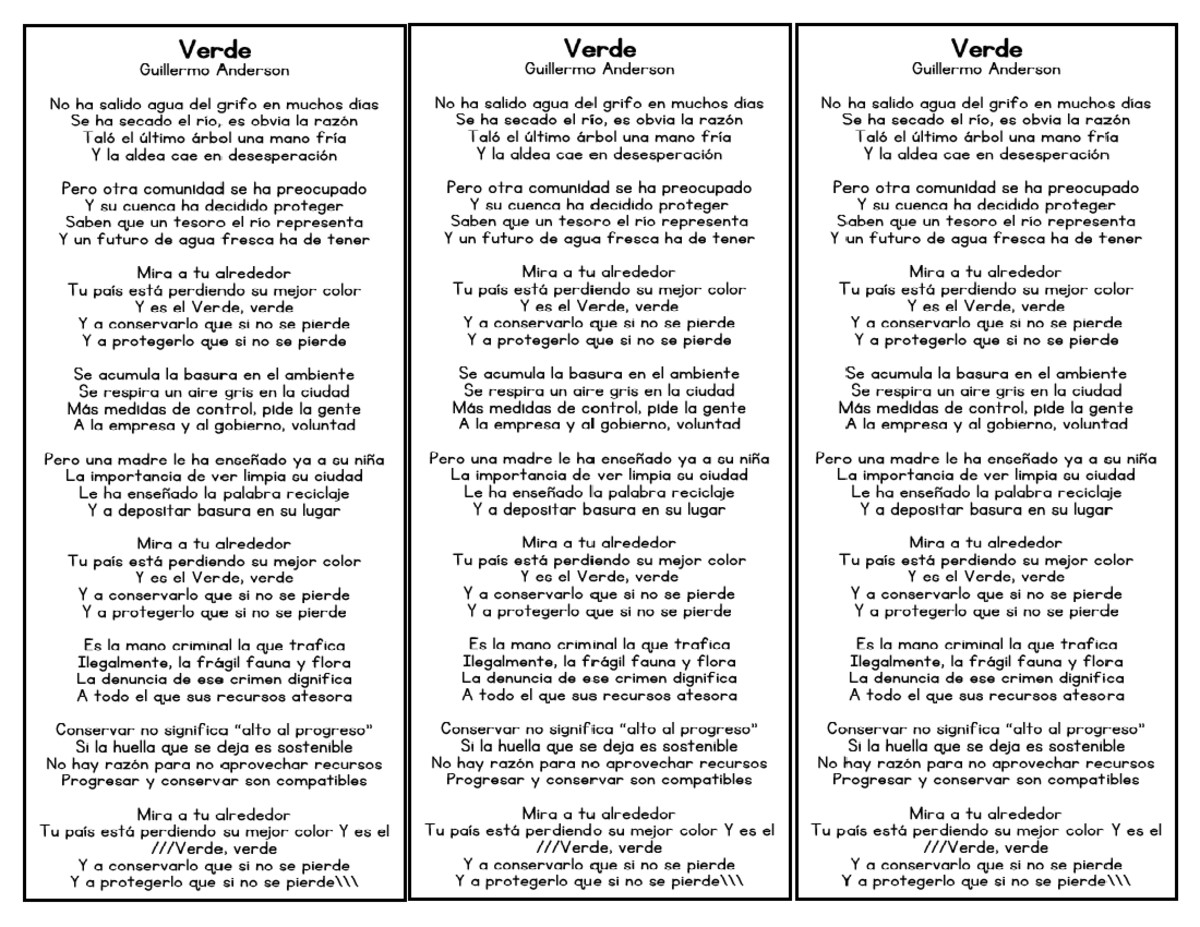 Verde letra - Verde Verde Verde Guillermo Anderson Guillermo Anderson ...