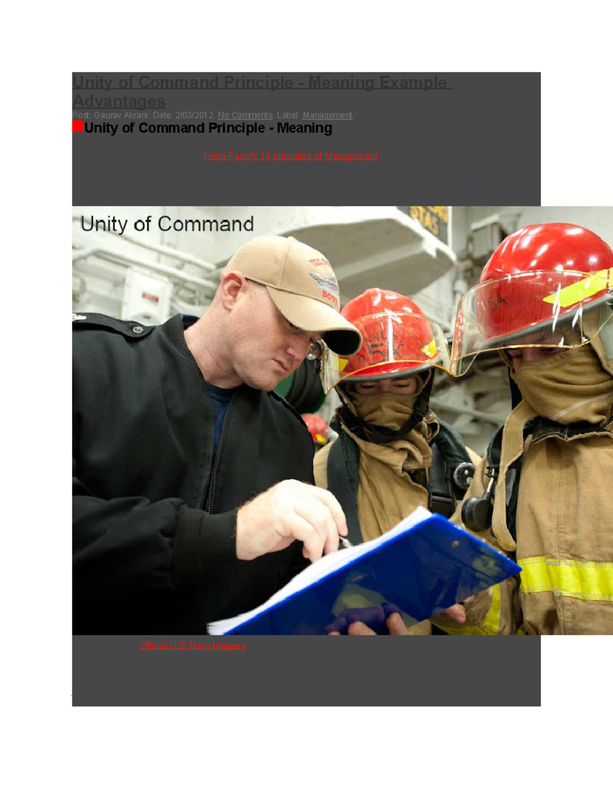 Unity Of Command In Management Examples