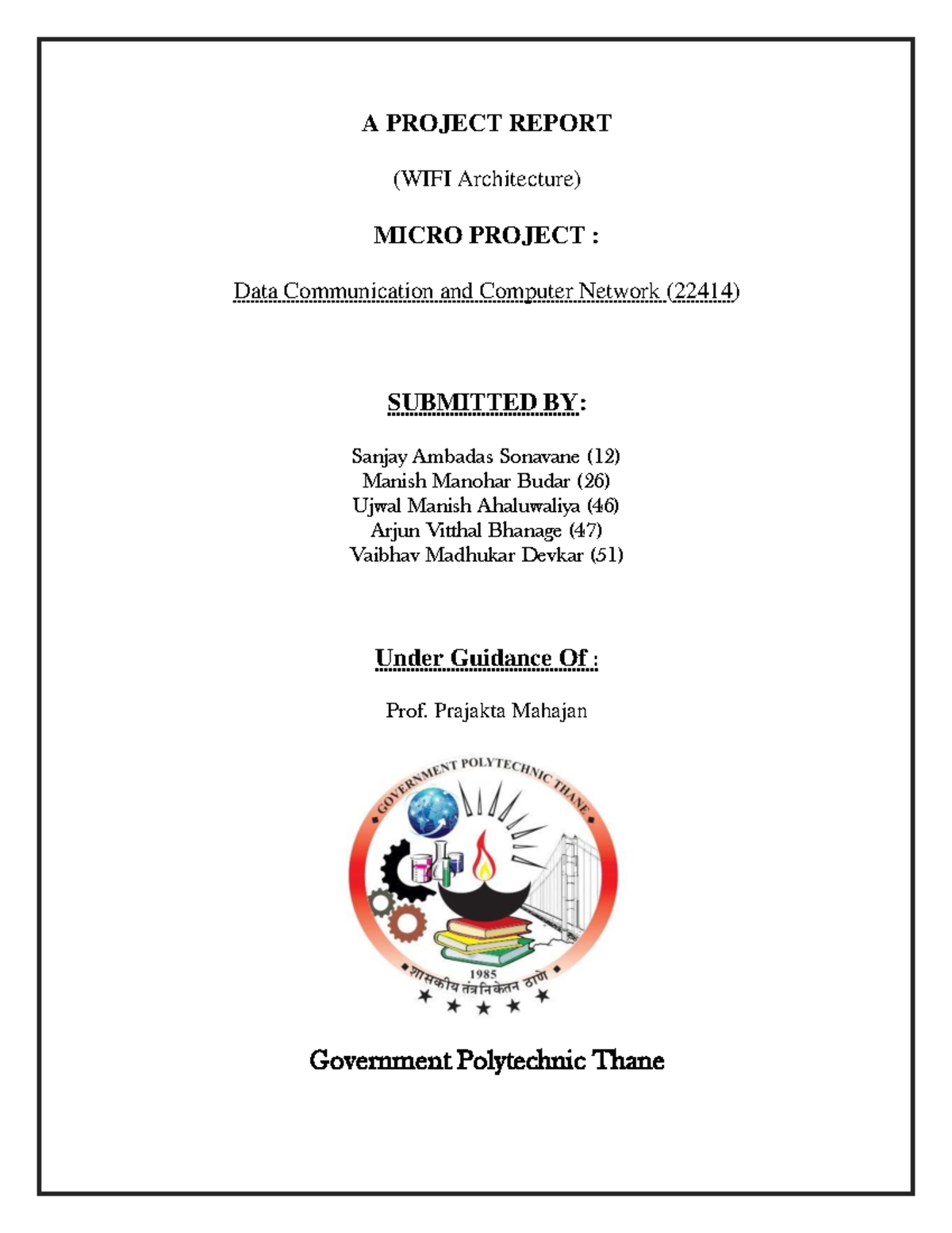 DCC Report - abc - A PROJECT REPORT (WIFI Architecture) MICRO PROJECT ...