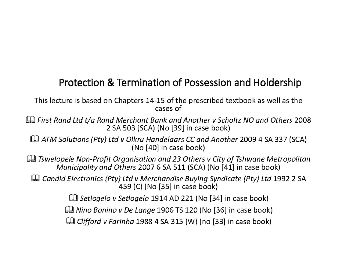 Protect and Terminate of poss and Holdership 2021 - Protection ...