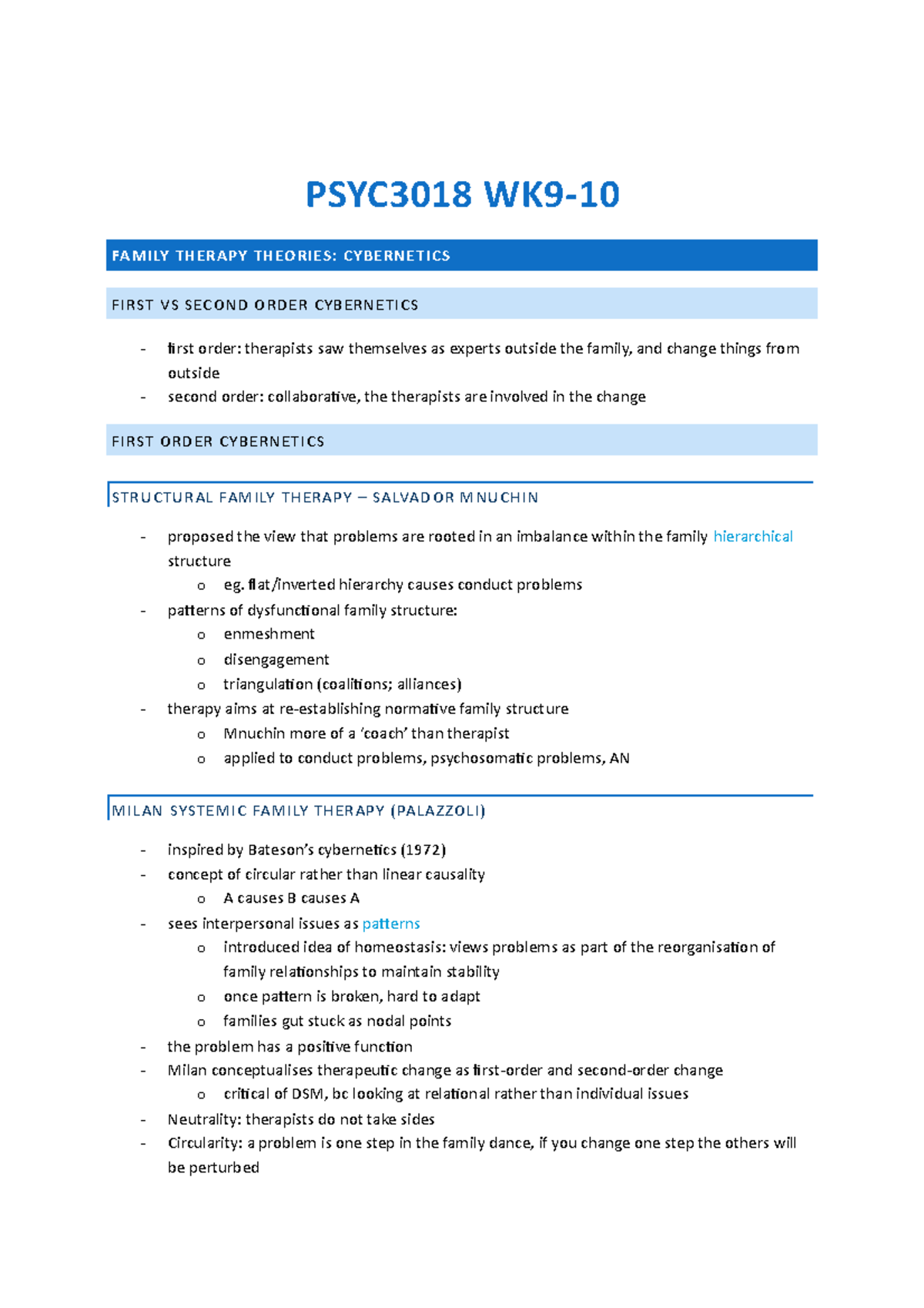HIGH QUALITY PSYC3018 WEEK 9-10 Lecture Notes - PSYC3018 WK9- FAMILY ...
