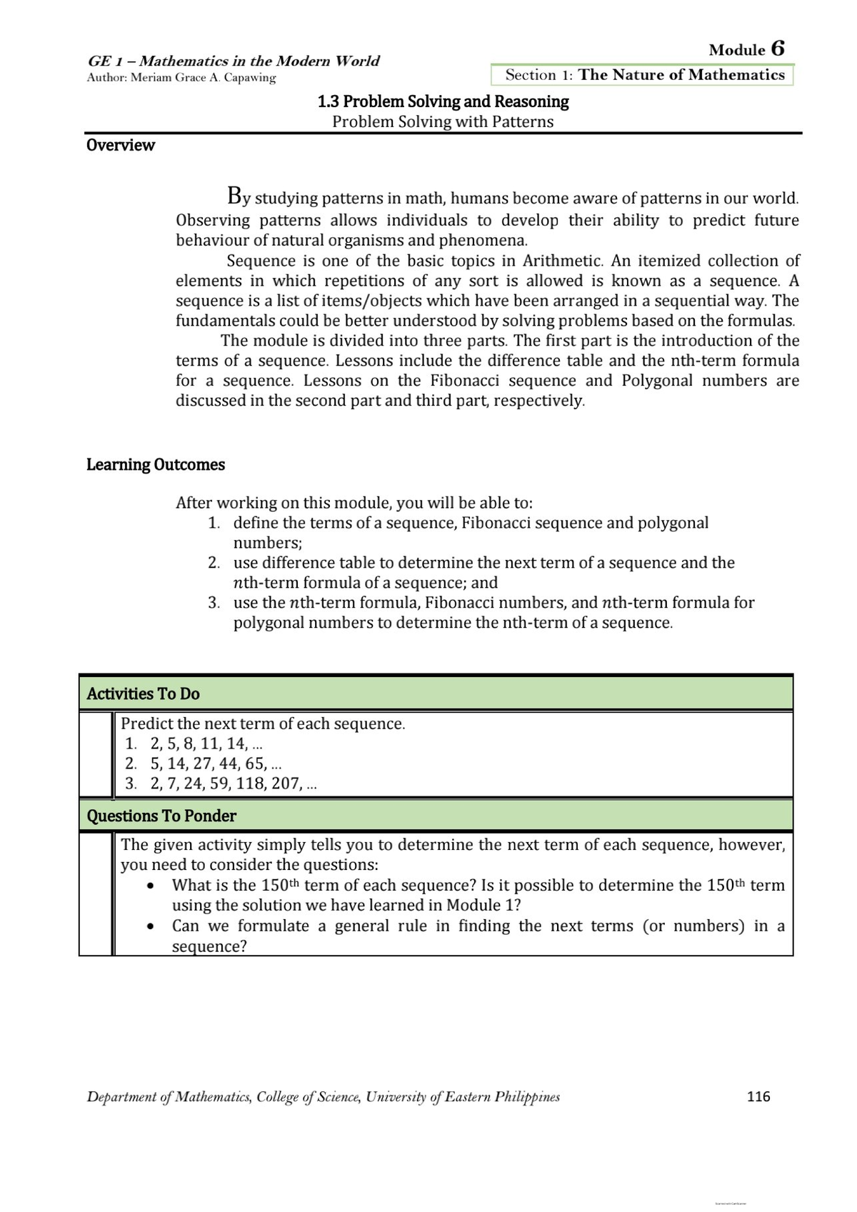 GE1 MMW Module 6 - Hahahahannakak - Module 6 GE 1 Mathematics in the ...