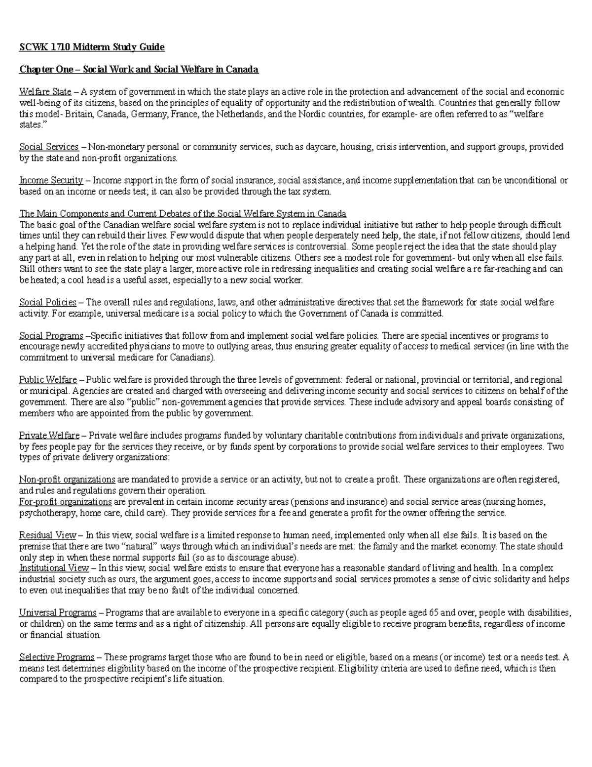 Midterm Study Guide 2018, answers - SCWK 1710 Midterm Study Guide ...