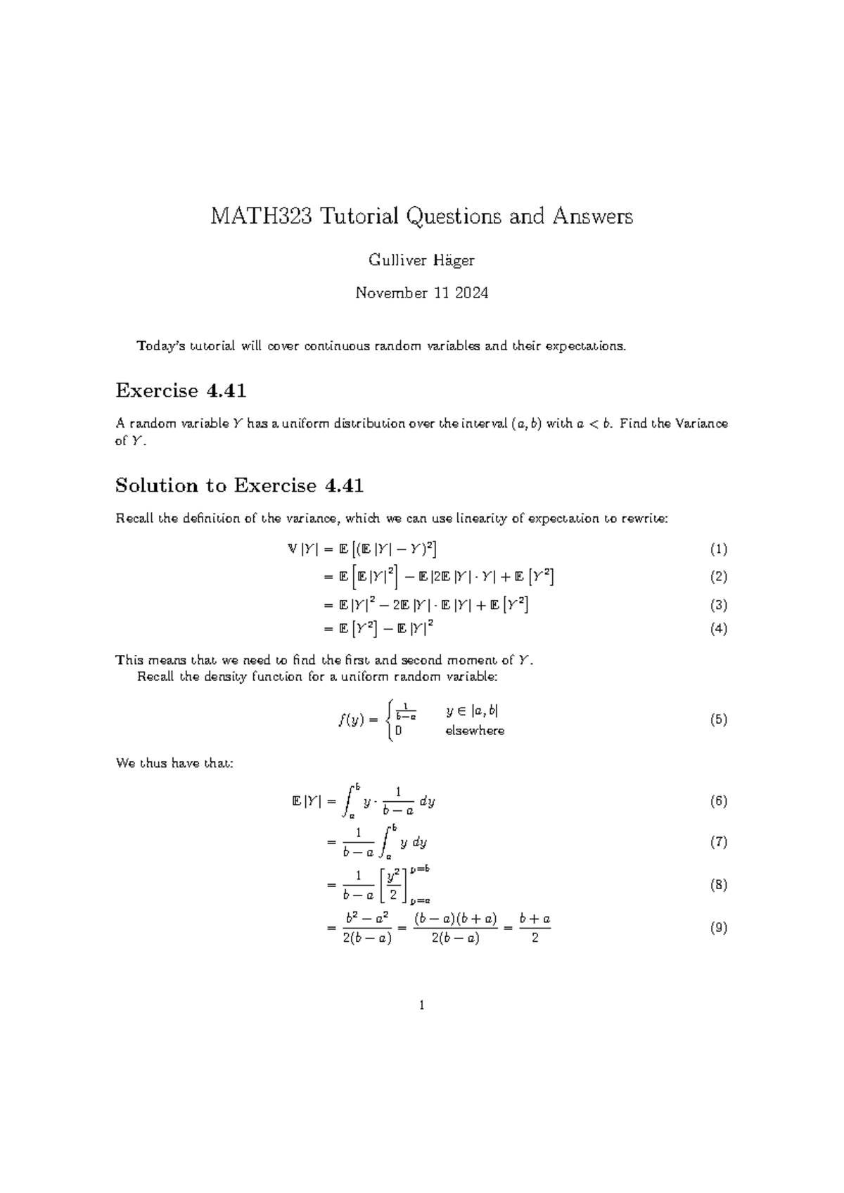 Nov11tutorial Questions And Answers - MATH323 Tutorial Questions and ...