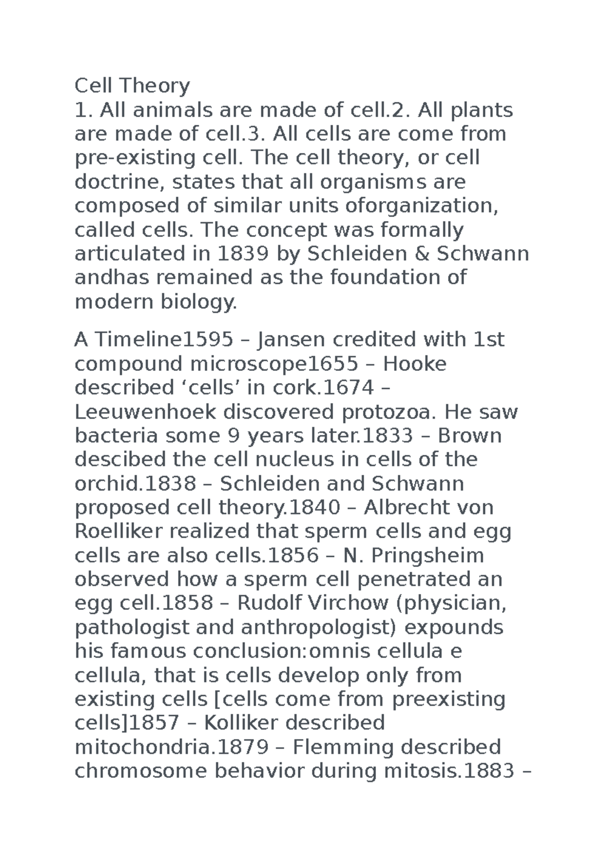 Cell Theory - precise notes for universty students - Cell Theory All ...