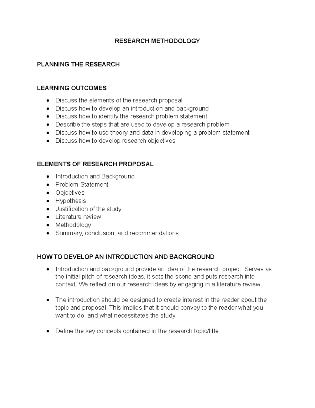 Research Methodology-Planning The Research Notes - RESEARCH METHODOLOGY ...