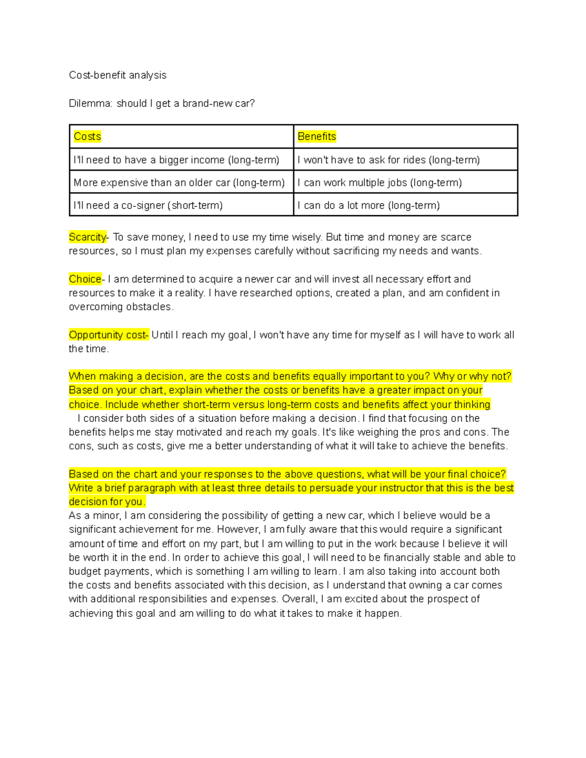 cost-benefit analysis - Cost-benefit analysis Dilemma: should I get a ...