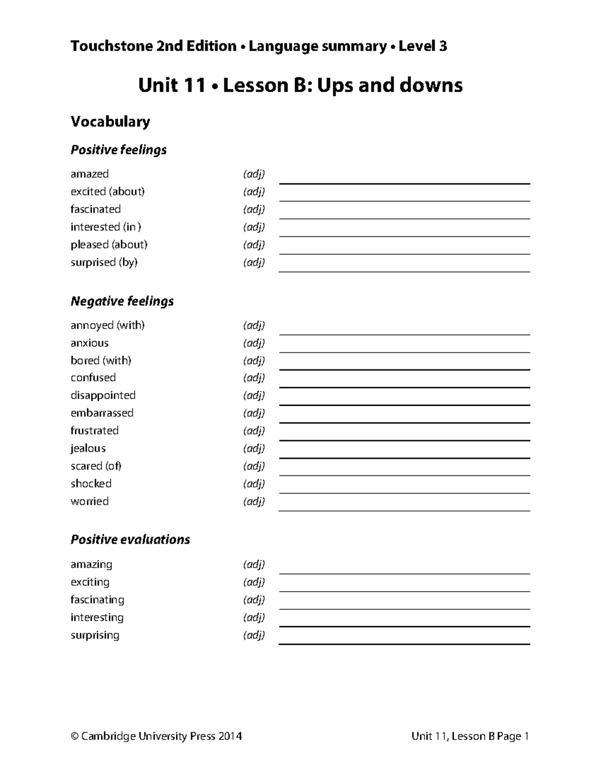 TS2e L3 U11 LB Langsum - fga - Touchstone 2nd Edition • Language summary • Level 3 Unit 11 ...