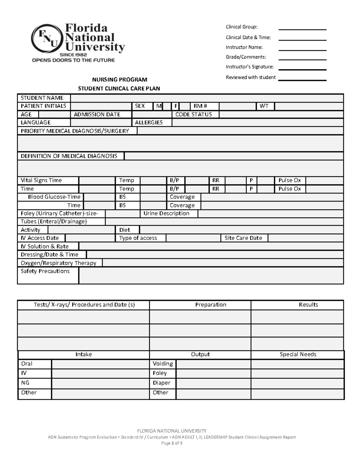 ADN and BSN Clinical Assignment Packet - FLORIDA NATIONAL UNIVERSITY ...
