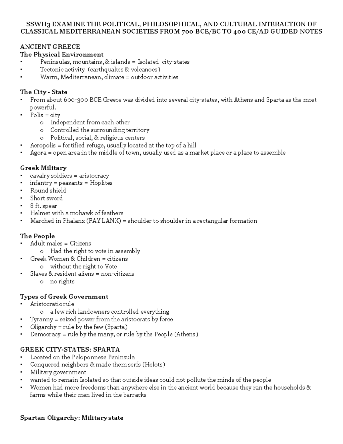 Copy of Copy of Copy of SSWH3 Ancient Greece AND ROME Guided Notes ...