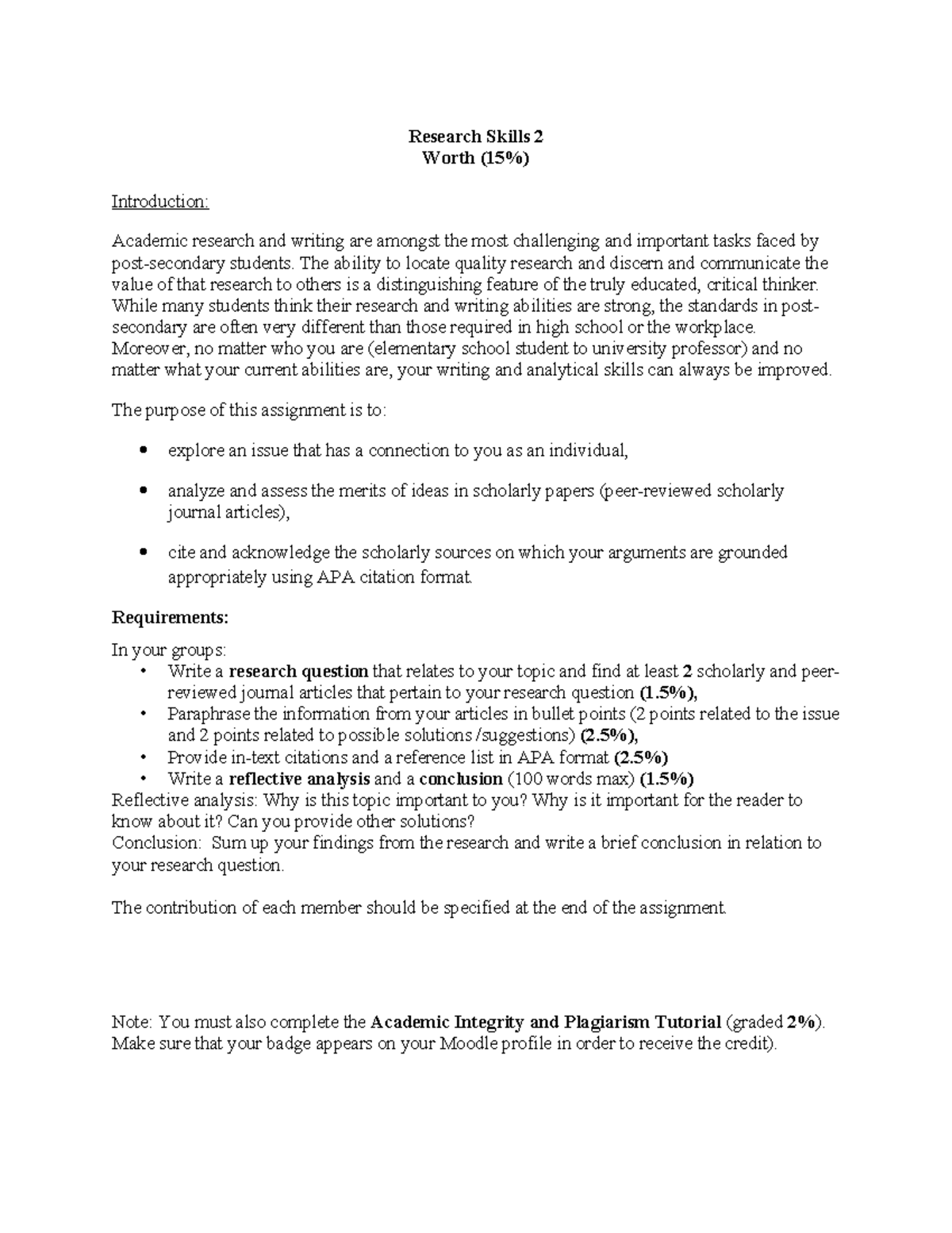 Research Skills 2 - boolean operator - Research Skills 2 Worth (15% ...