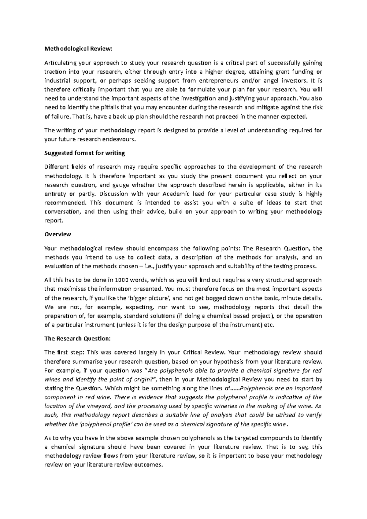 Methodological Review -Guide to writing - Methodological Review ...