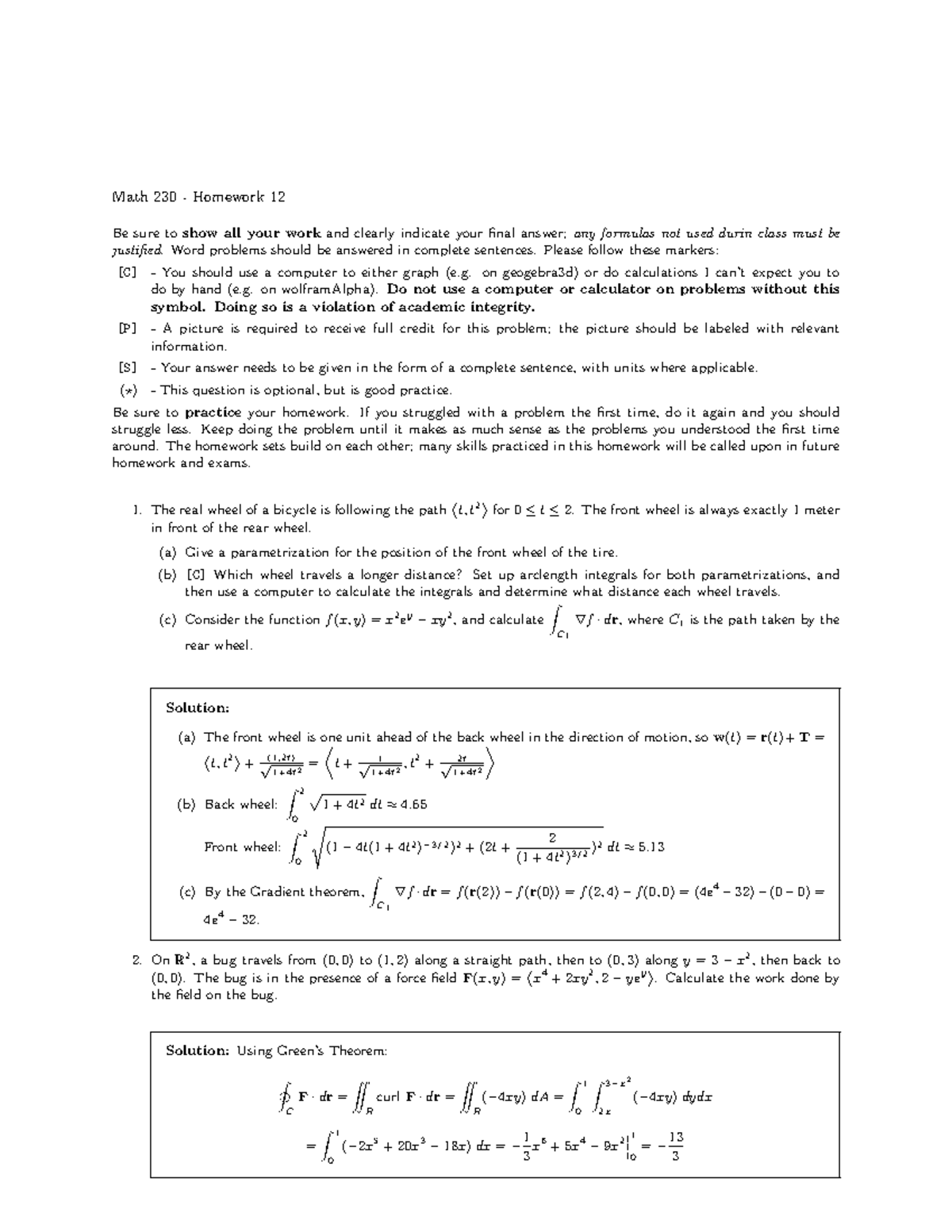 230 HW 12 sols - homework 12 solution - Math 230 - Homework 12 Be sure to show all your work and ...