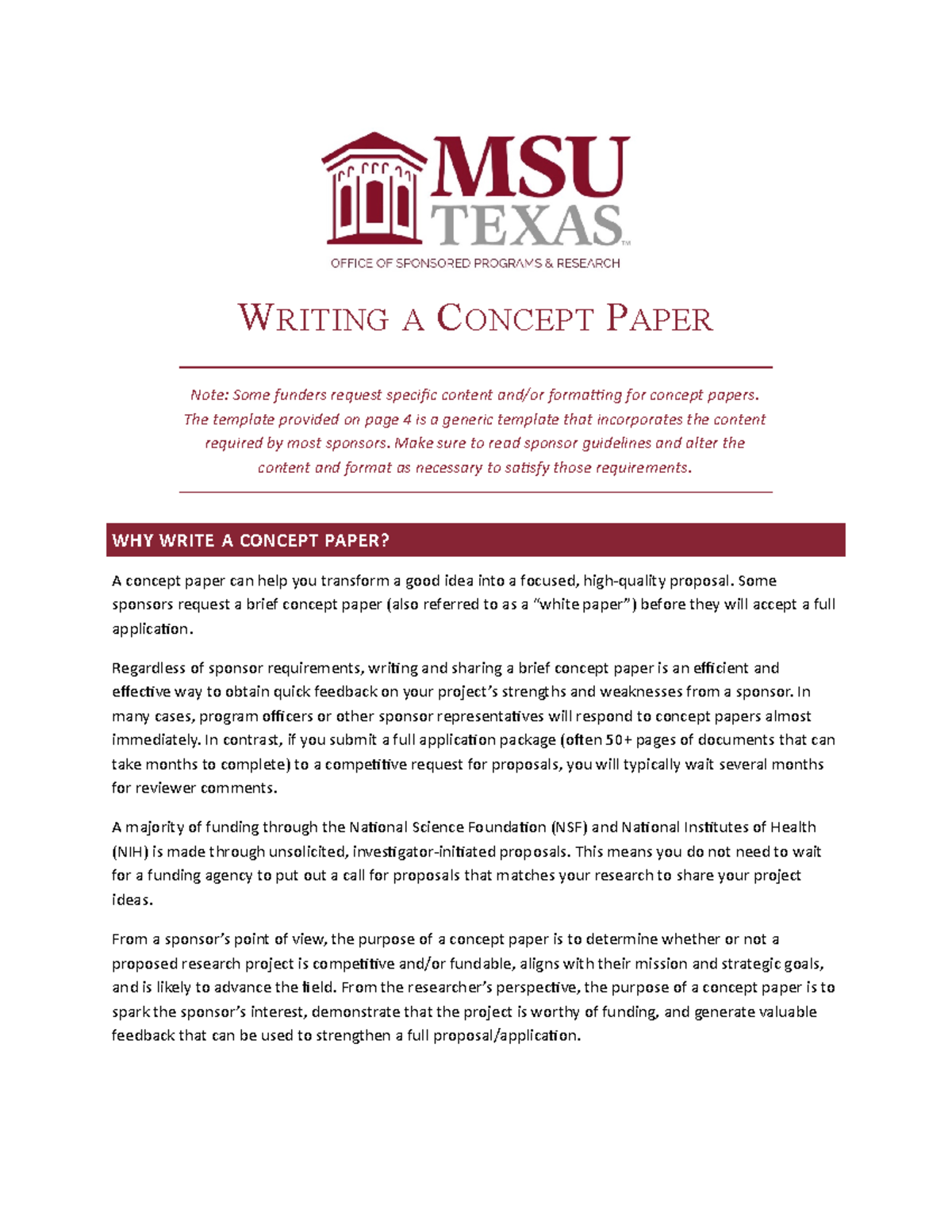 Conceptpapertemplate - WRITING A CONCEPT PAPER Note: Some funders ...
