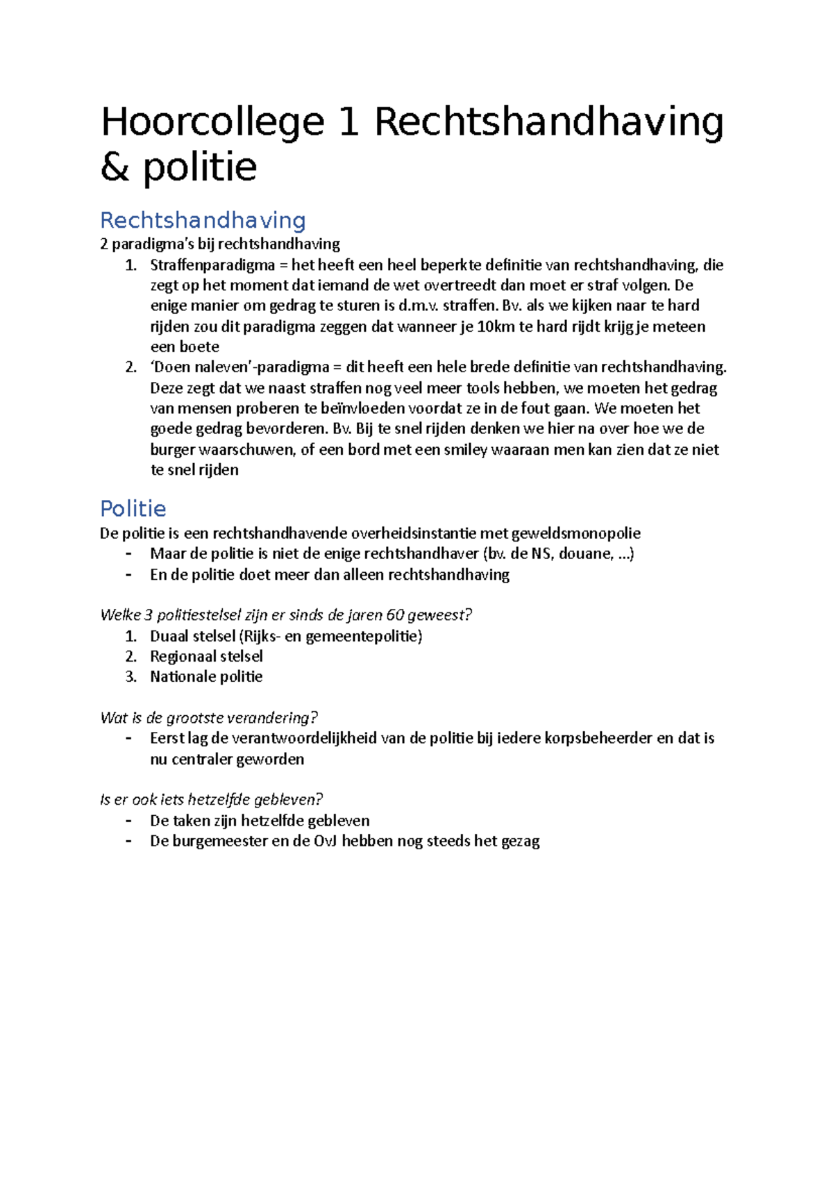 Hoorcolleges Rechtshandhaving - Hoorcollege 1 Rechtshandhaving ...