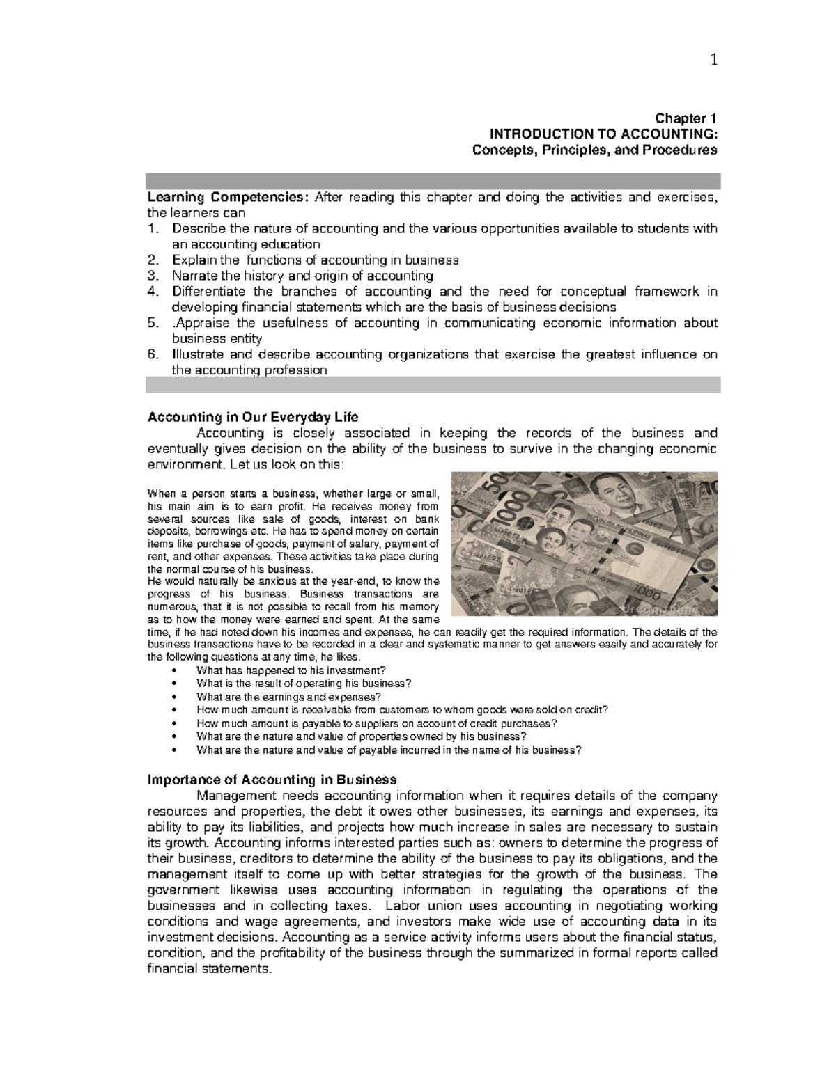 Chapter 1 - fundamental of accounting - Chapter 1 INTRODUCTION TO ...