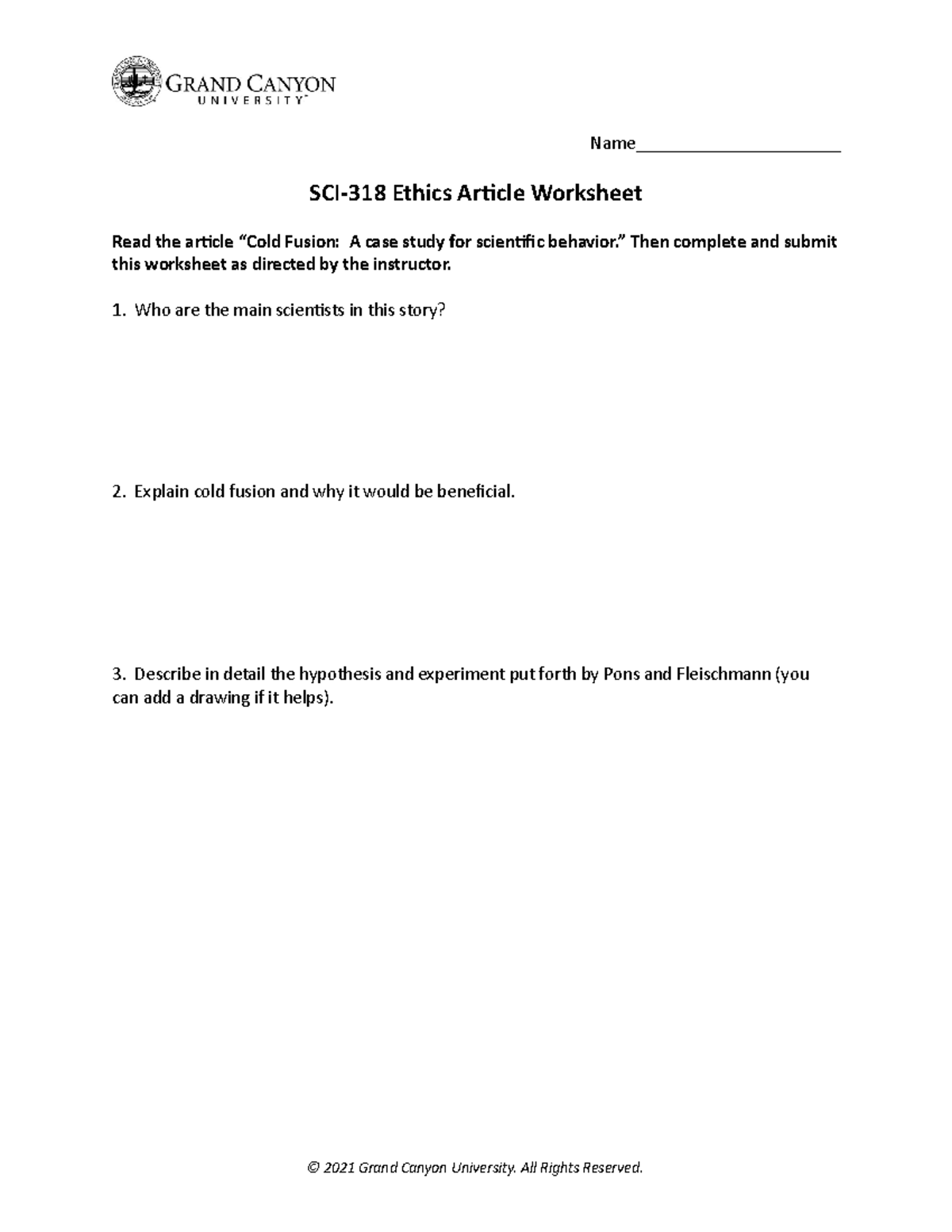 SCI 318 RS Ethics Article Worksheet - Name______________________ SCI ...