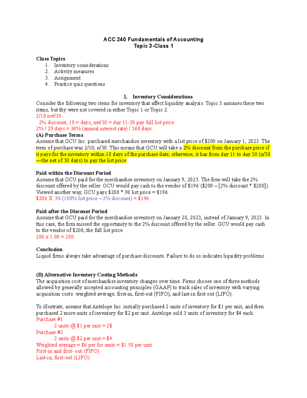 ACC-240 Topic 3-Class 1 - ACC 240 Fundamentals of Accounting Topic 3 ...
