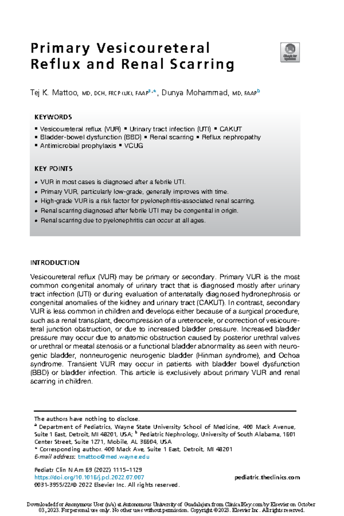 Artículo para pediatria - P r imary Ve s i c o u ret e r al R e f l u x ...