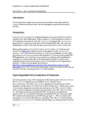 Lab 4 (TCP and UDP) - LAB 4: TRANSPORT LAYER PROTOCOLS This lab has two parts, part 1 covers UDP ...