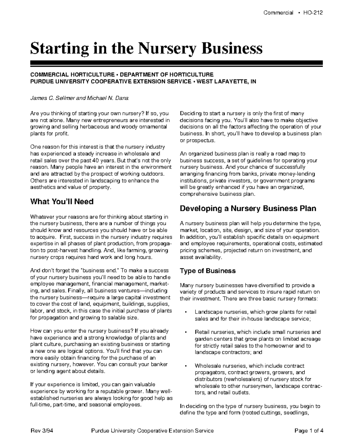 Garden nursery business - Rev 3/94 Purdue University Cooperative ...