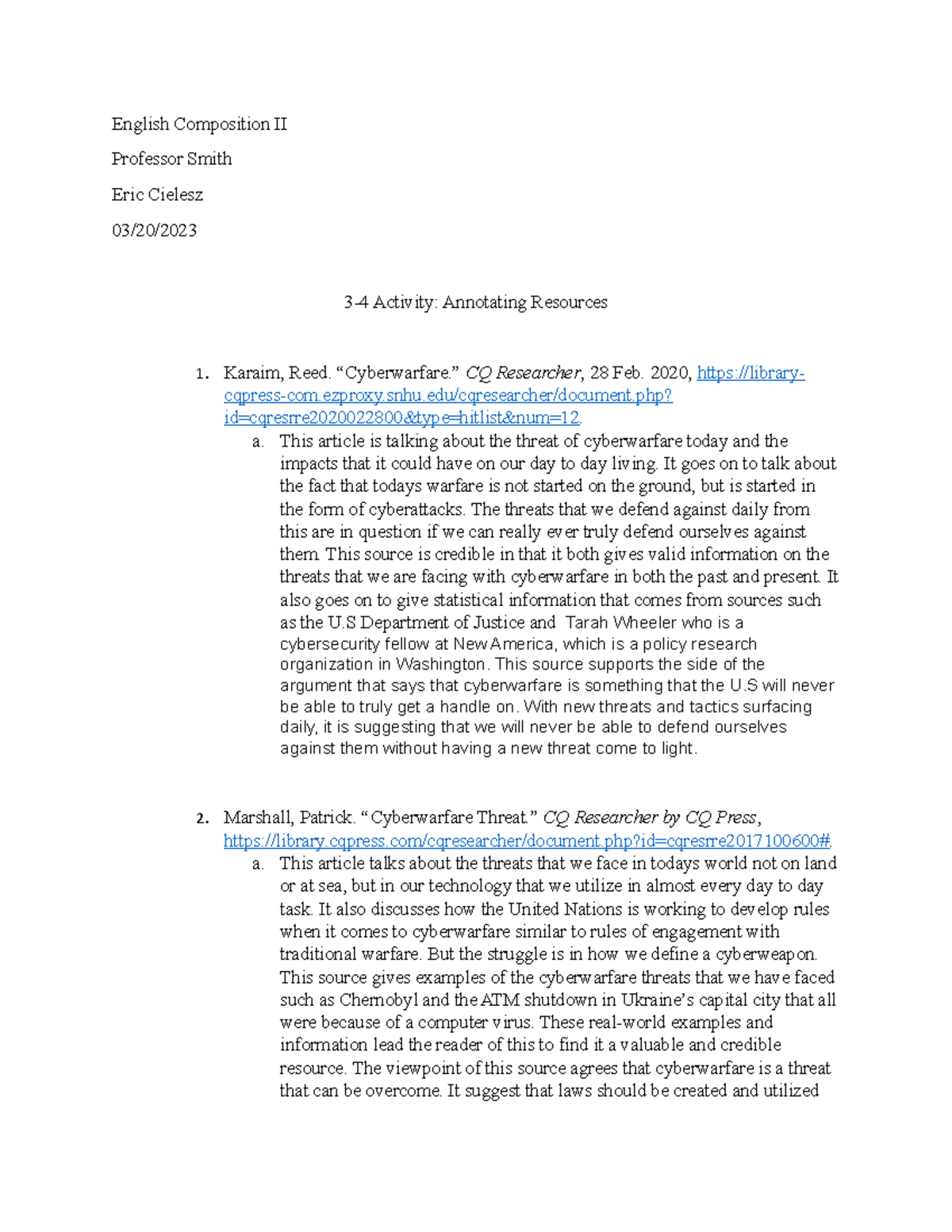 3-4 assignment English II - ENG123 - SNHU - Studocu