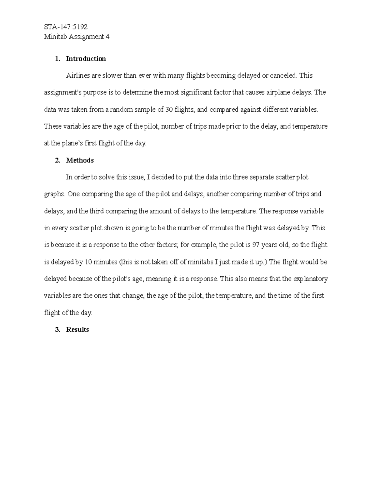 STA 147 Minitab 4 - Edward Jacobs - STA-147: Minitab Assignment 4 ...