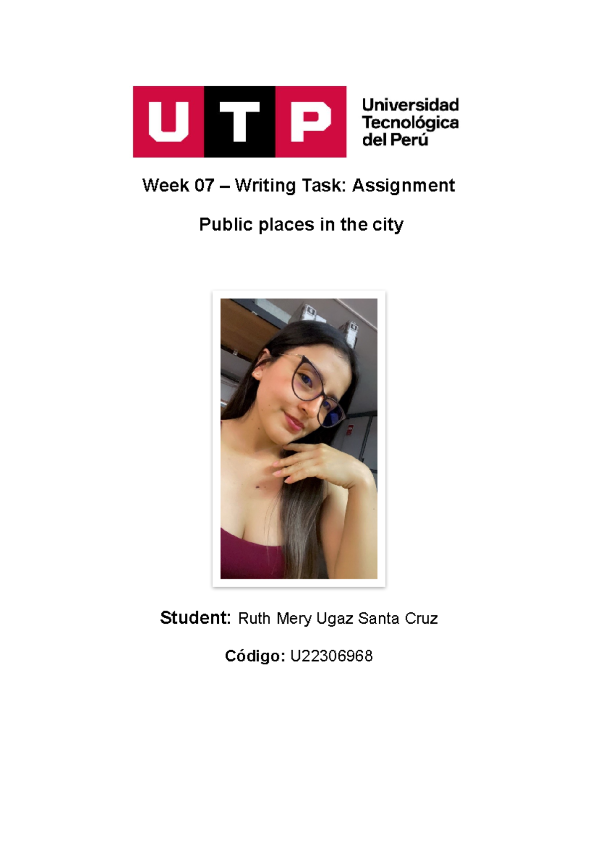 Week 07 – Assignment – Public places in the city - Ingles II - Week 07 – Writing Task ...