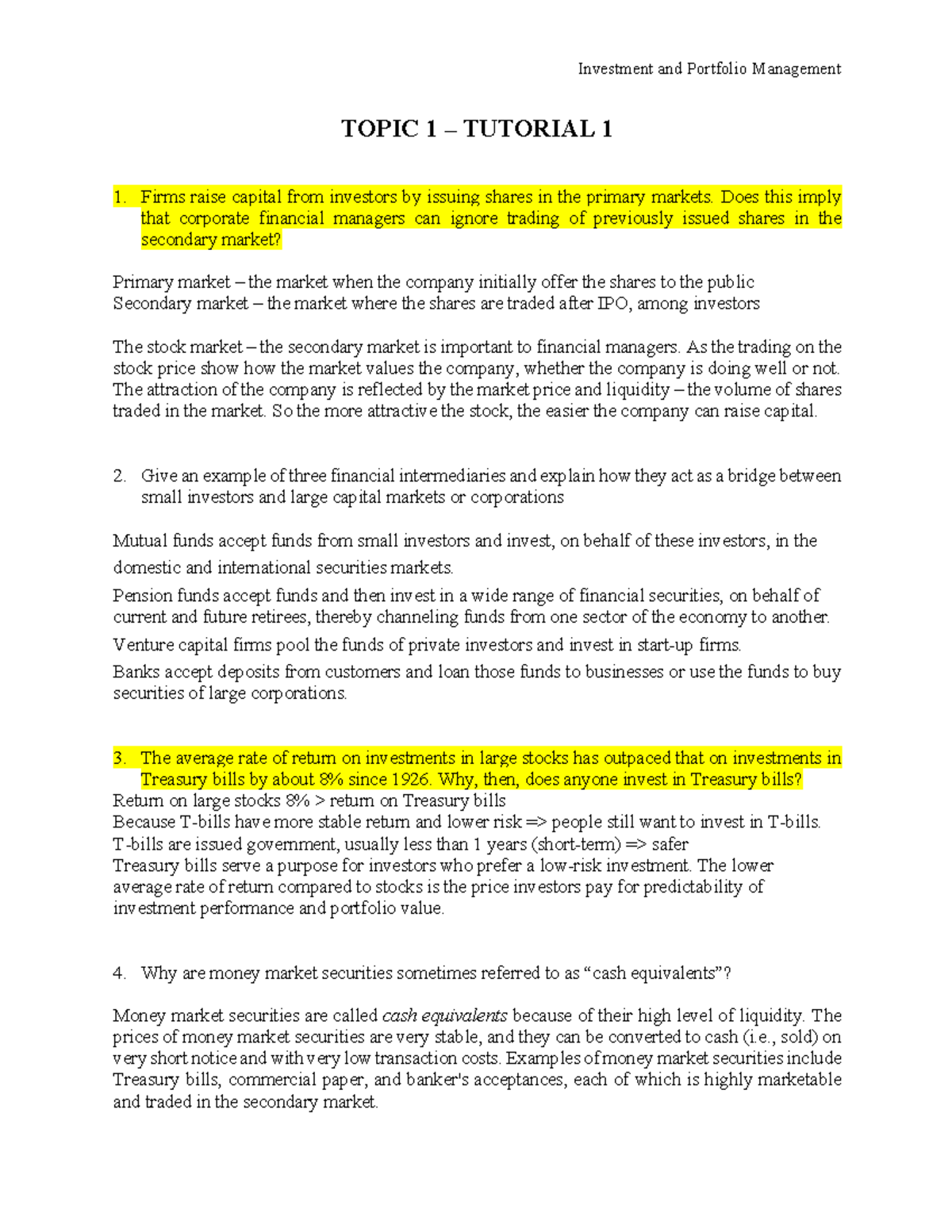 Tutorial 1 - Solutions - Introduction - TOPIC 1 – TUTORIAL 1 Firms ...