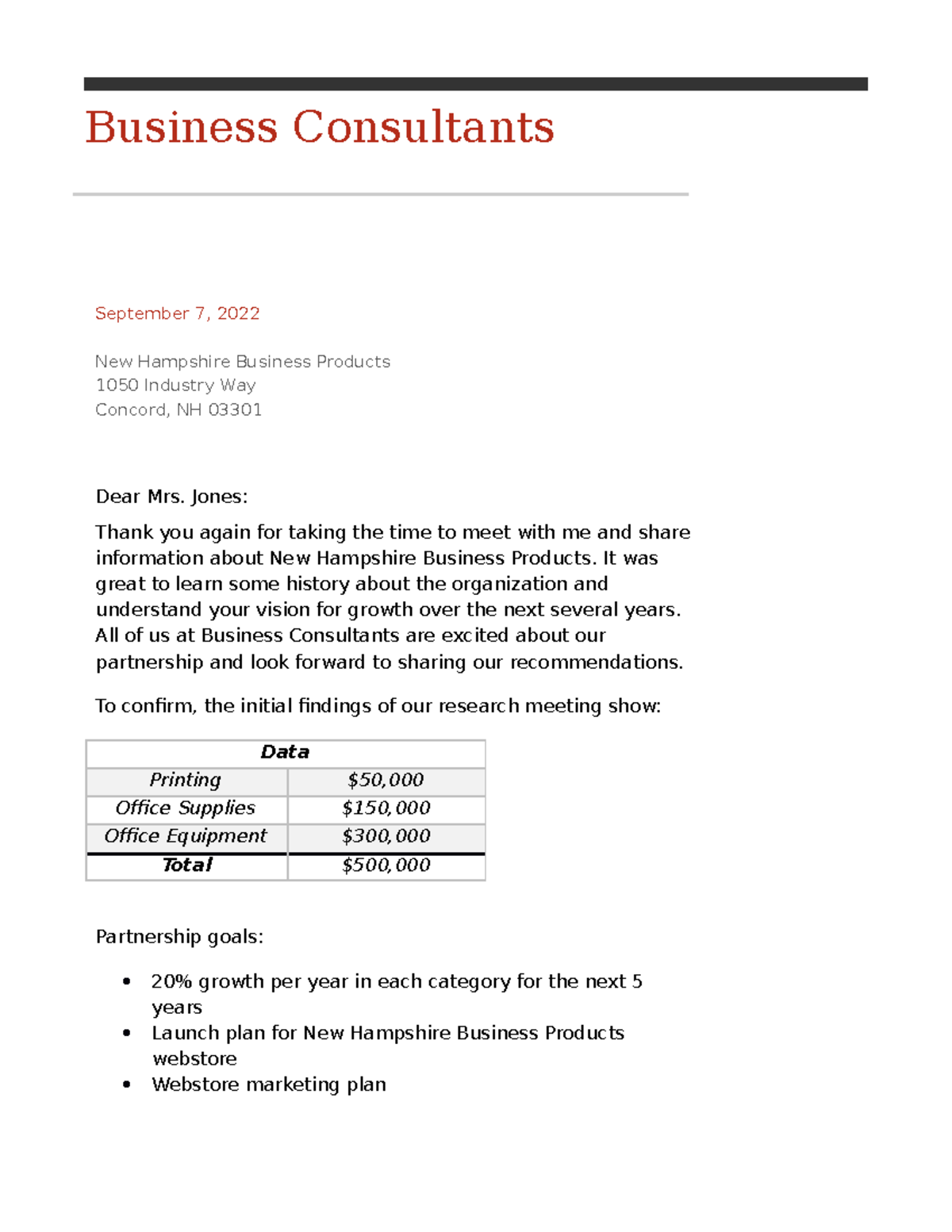 Businessletter v - This document is the business letter portion of the ...