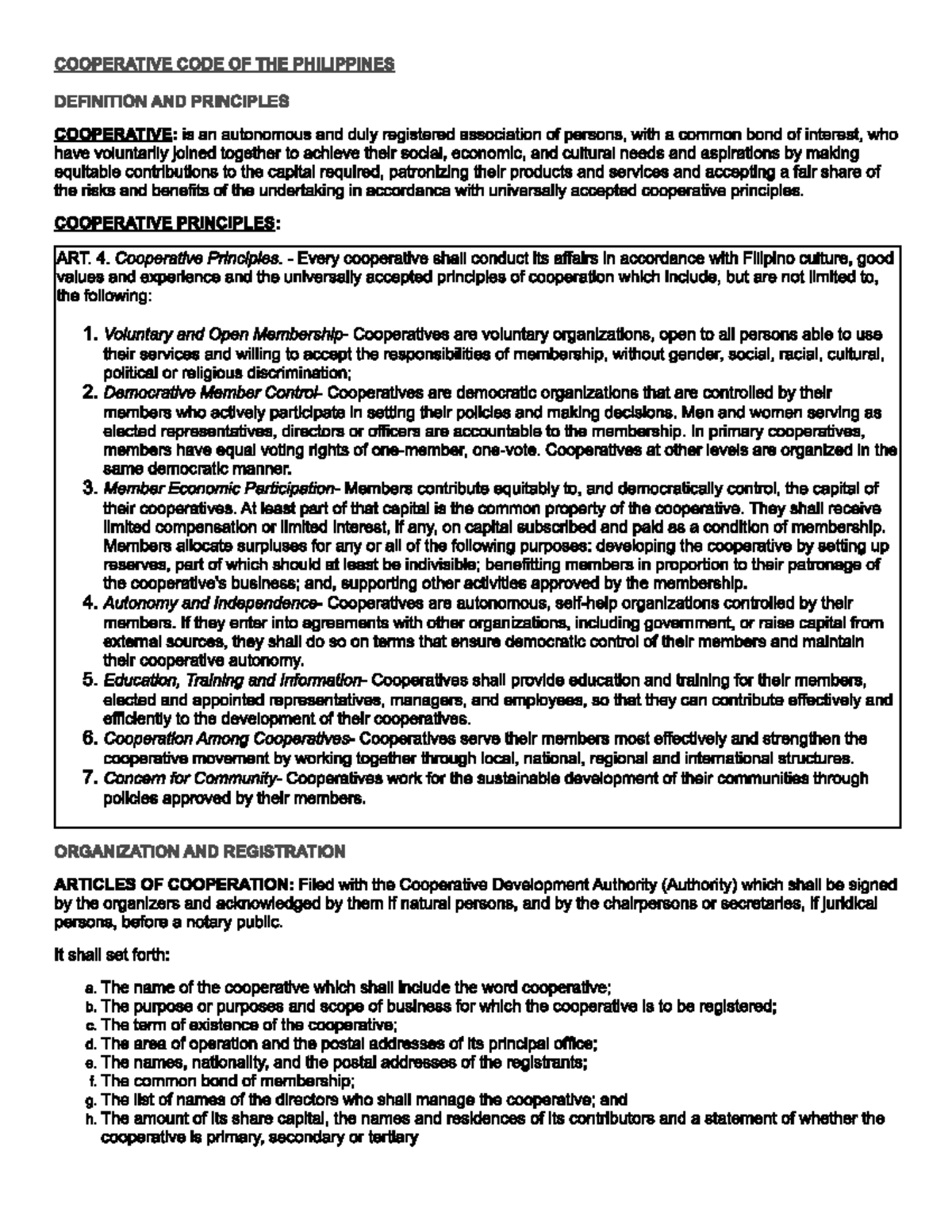 Cooperative CODE OF THE Philippines - COOPERATIVE CODE OF THE ...
