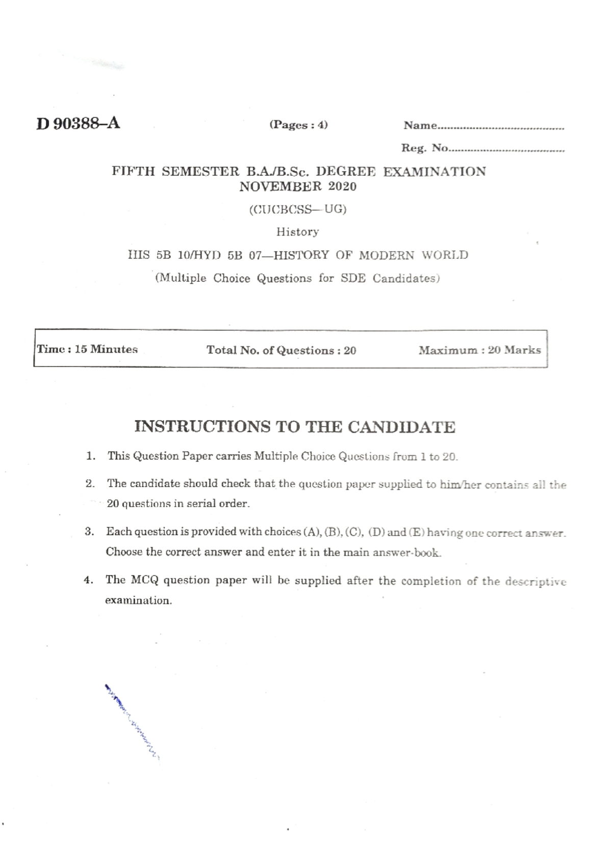BA History 5th sem question paper - BA history - Studocu